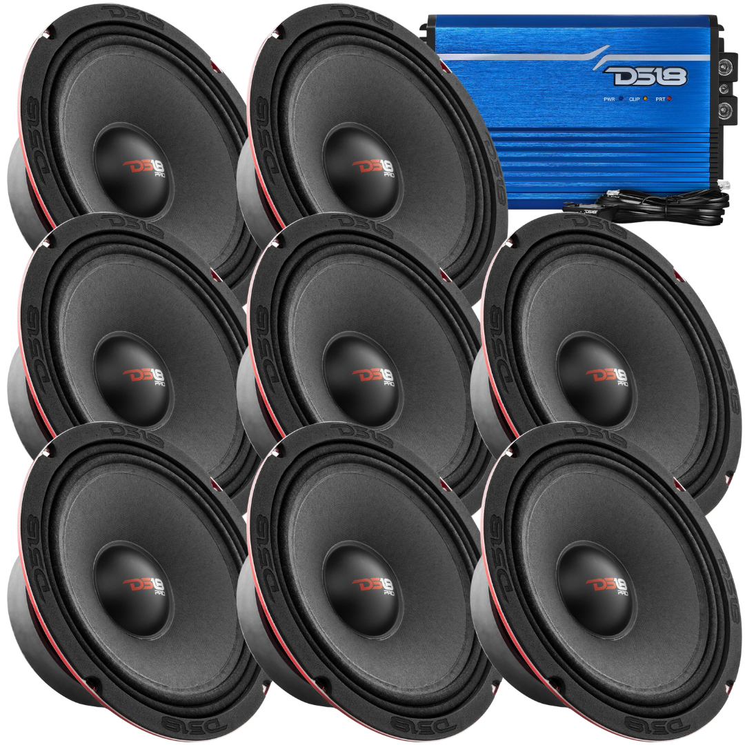 DS18 Package Deal - 8x PRO-X8M 8" Mid-Range Loudspeakers + 1x FRP-2.5K - DB's Car Audio