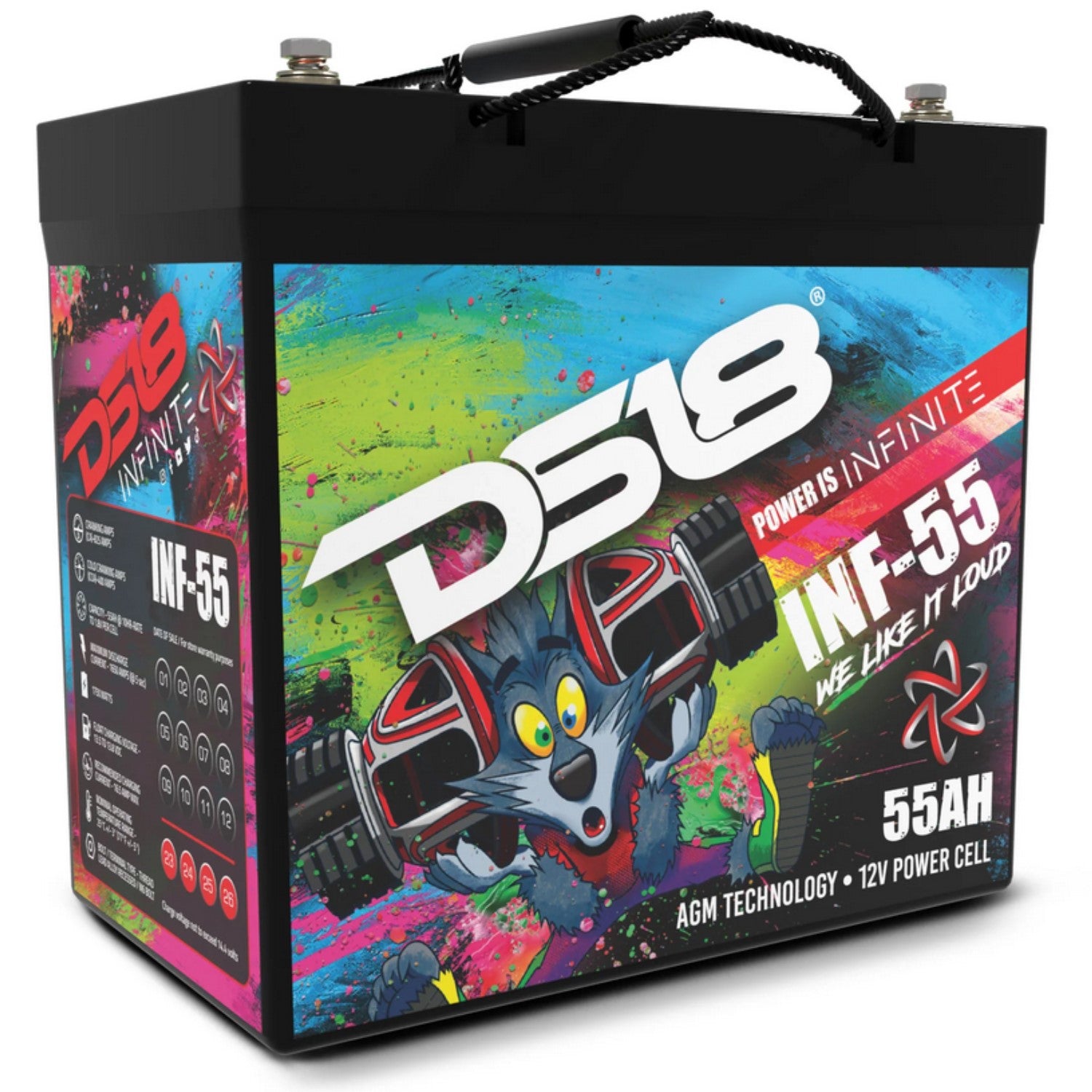 DS18 INF-55AH 12 Volt AGM Car Audio Battery - 1750 Watts Rms | 55Ah ...