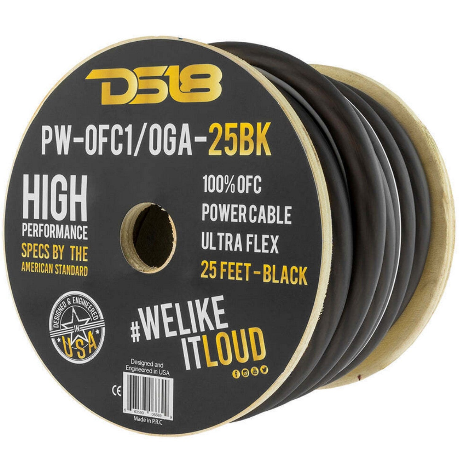 DS18 PW-OFC1/0GA-25BK 1/0 Gauge OFC Copper Ground Wire - 25 Foot Roll ...